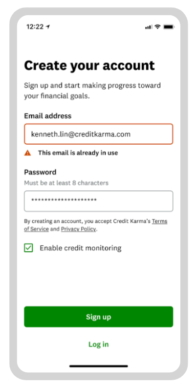 I’m having trouble signing up for Intuit Credit Karma